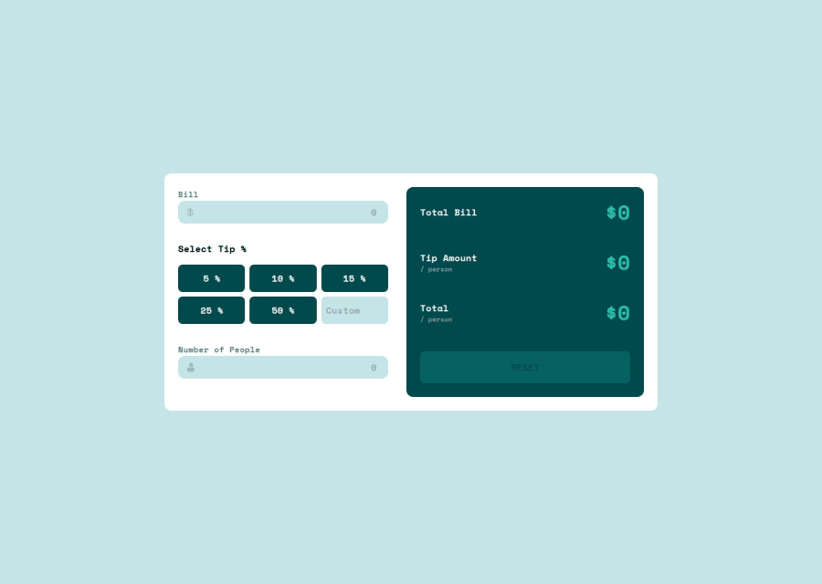 Frontend Mentor Tip Calculator Built Using Reactjs And Tailwindcss