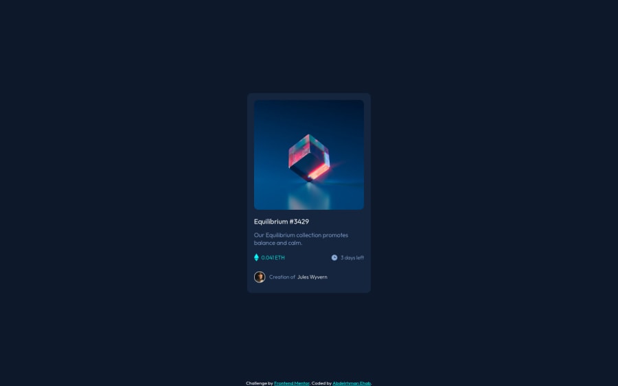 Frontend Mentor Nft Preview With Html And Css Coding Challenge Solution