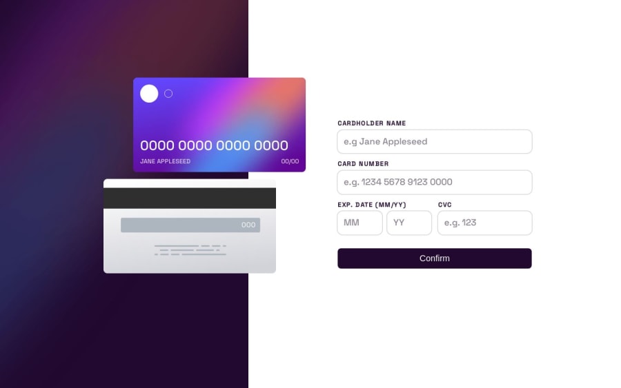 Frontend Mentor Interactive Card Details Input Form Using Vanila Js