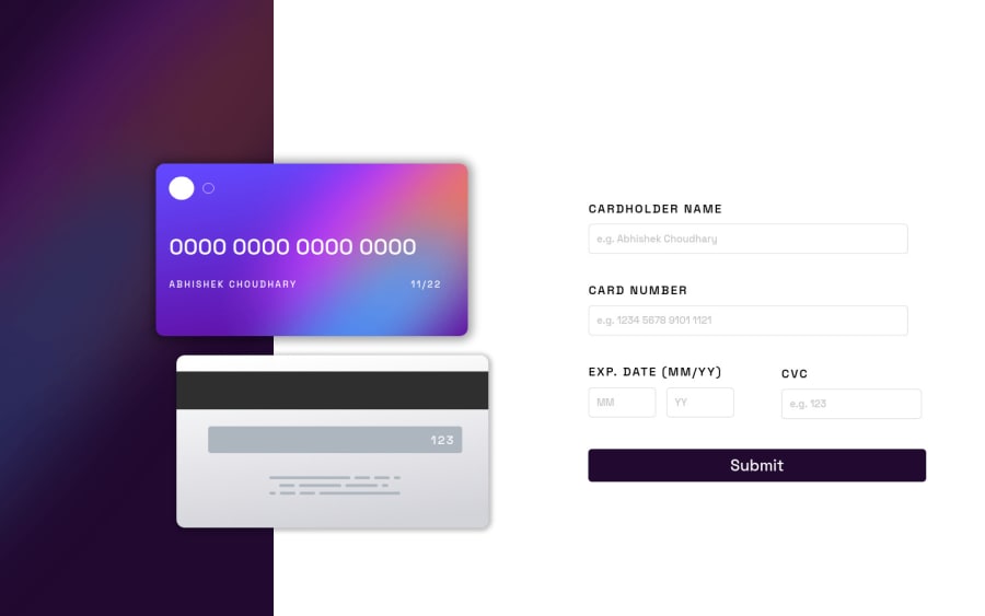 Frontend Mentor Interactive Card Details Using Html Css Js And