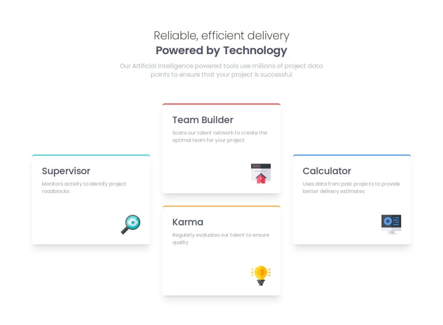 Frontend Mentor Four Card Section Coding Challenge Solution