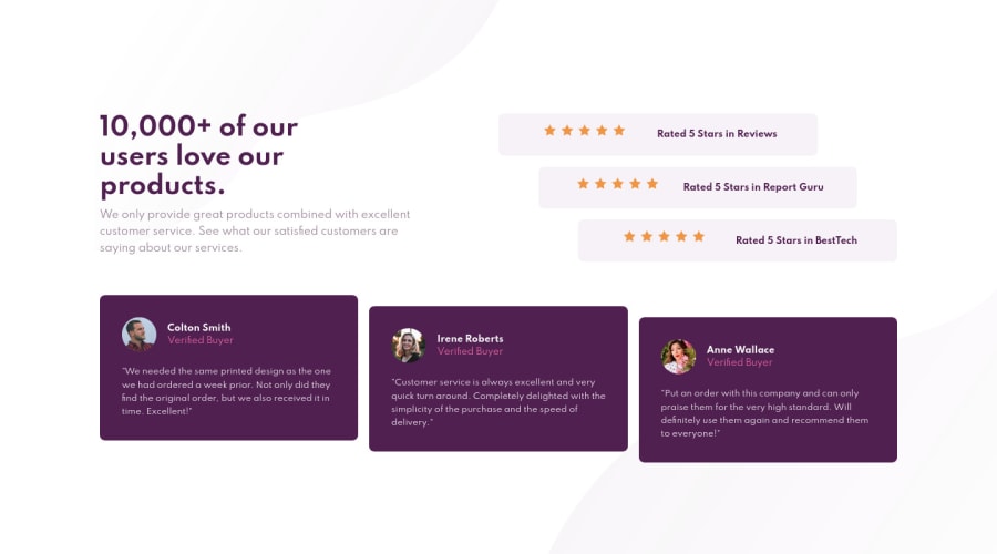 Frontend Mentor | Social proof section using html, css, grid and flexbox coding challenge solution