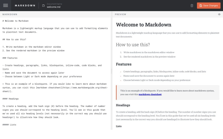 Frontend Mentor Markdown Editor App With React And Redux Local Storage Coding Challenge Solution