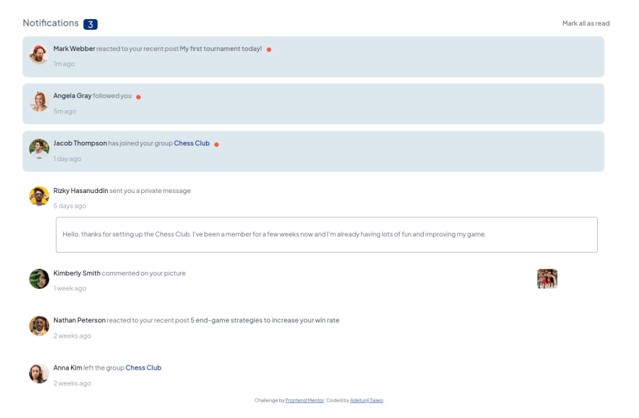 Frontend Mentor Responding Notification Paga Using Html Css And Javascript Coding Challenge