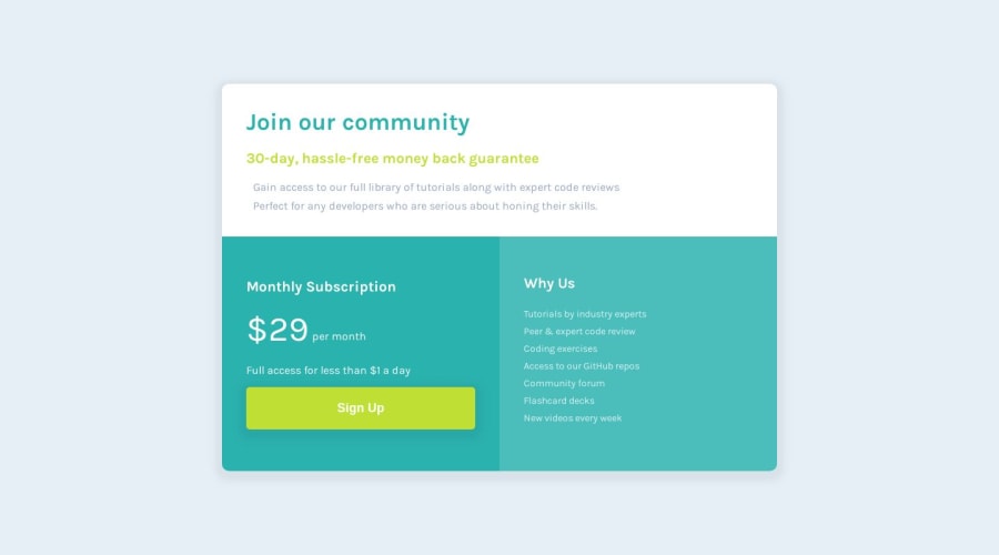 Frontend Mentor Single Price Grid Component Using Css Flexbox Coding Challenge Solution