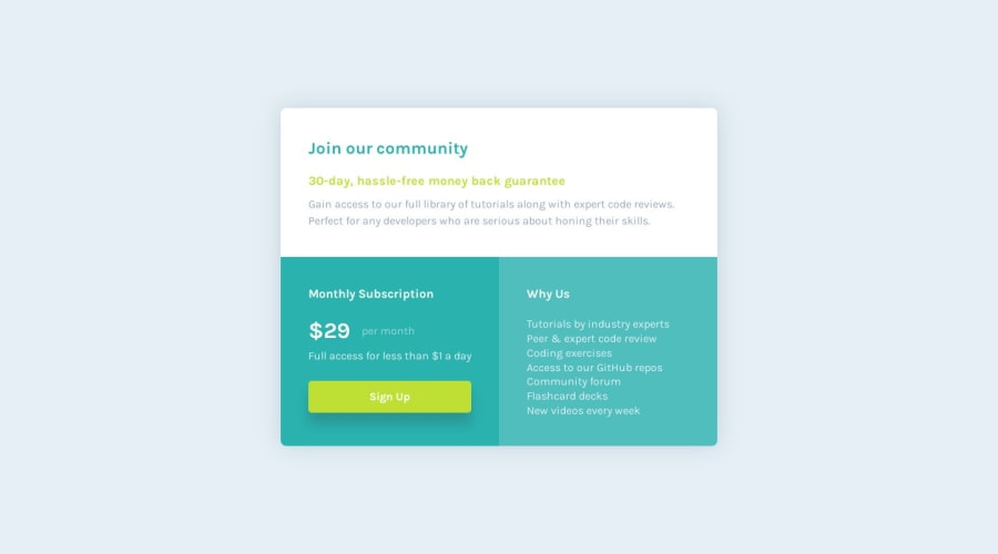 Frontend Mentor Solution Single Price Grid Component Using Css Grid And Css Flexbox Coding