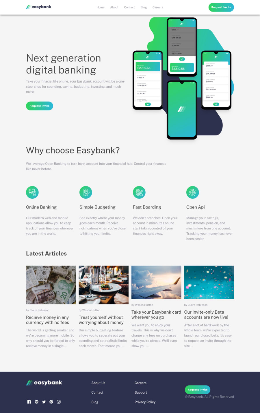 Frontend Mentor Easybank Landing Page Featuring Html Sass And Javascript Coding Challenge