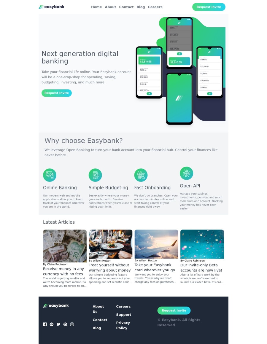 Frontend Mentor Easybank Landing Page Coding Challenge Solution