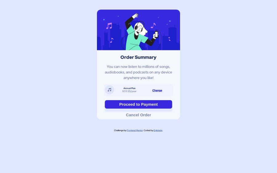 Frontend Mentor Responsive Order Summary Landing Page Using Html Css