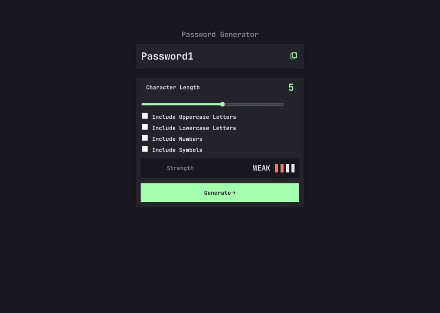 Frontend Mentor Password Generator Using Fetch Api Call To Web Method Coding Challenge Solution