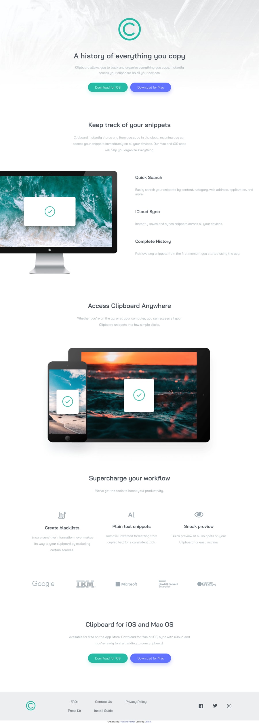 Frontend Mentor Clipboard Landing Page Coding Challenge Solution