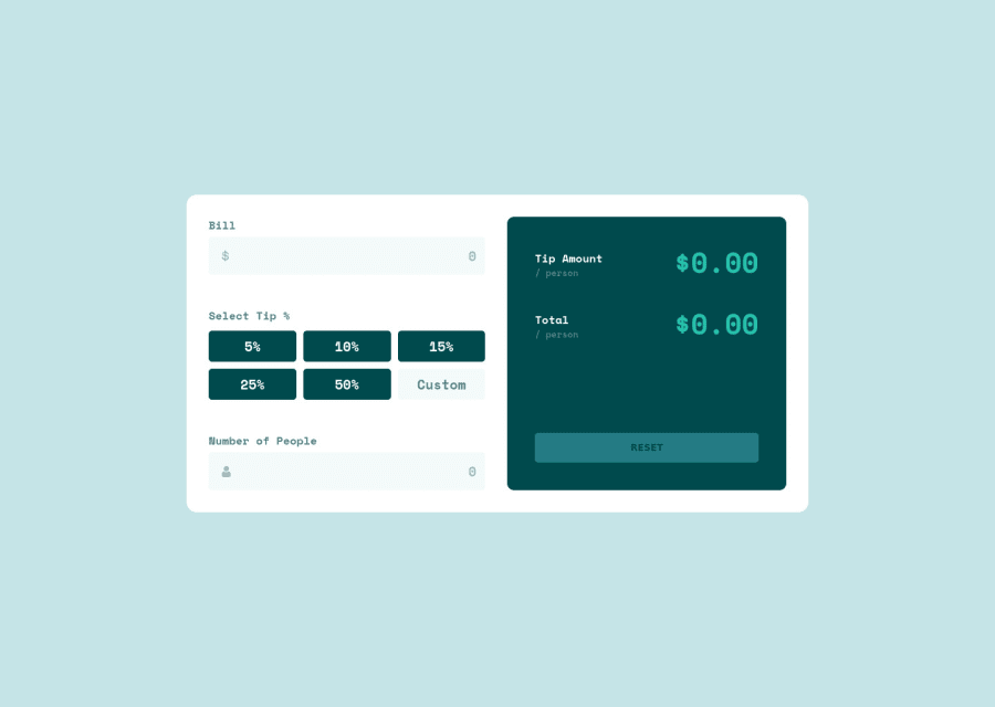 Frontend Mentor Tip Calculator Using Css Grid Javascript Coding Challenge Solution
