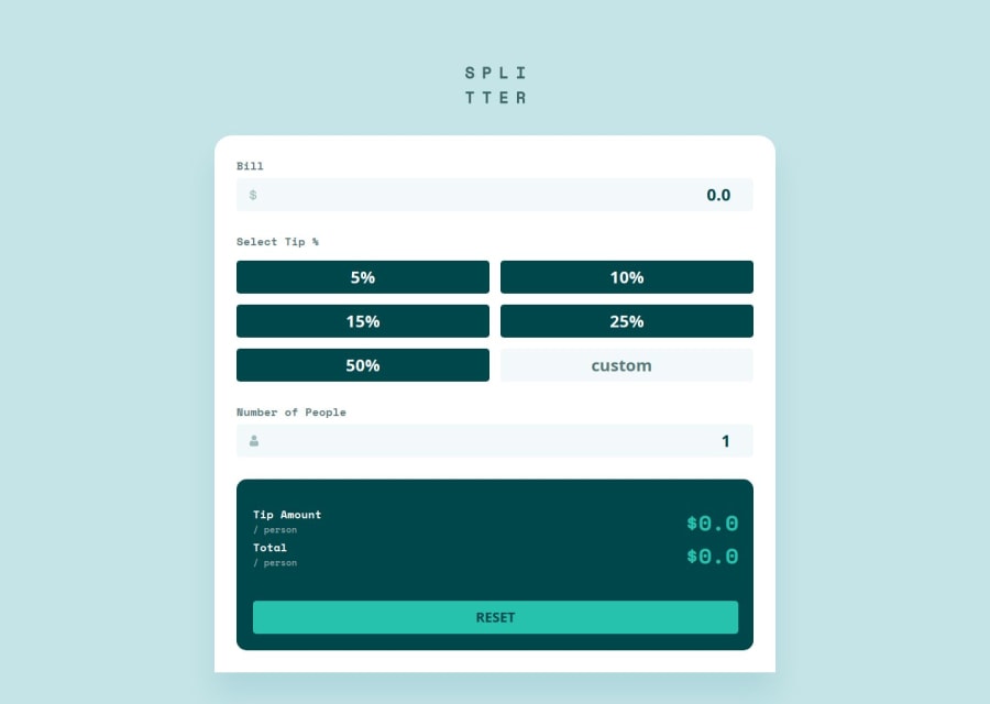 Frontend Mentor Tip Calculator App Used Languages Html Css And Javascript Coding Challenge