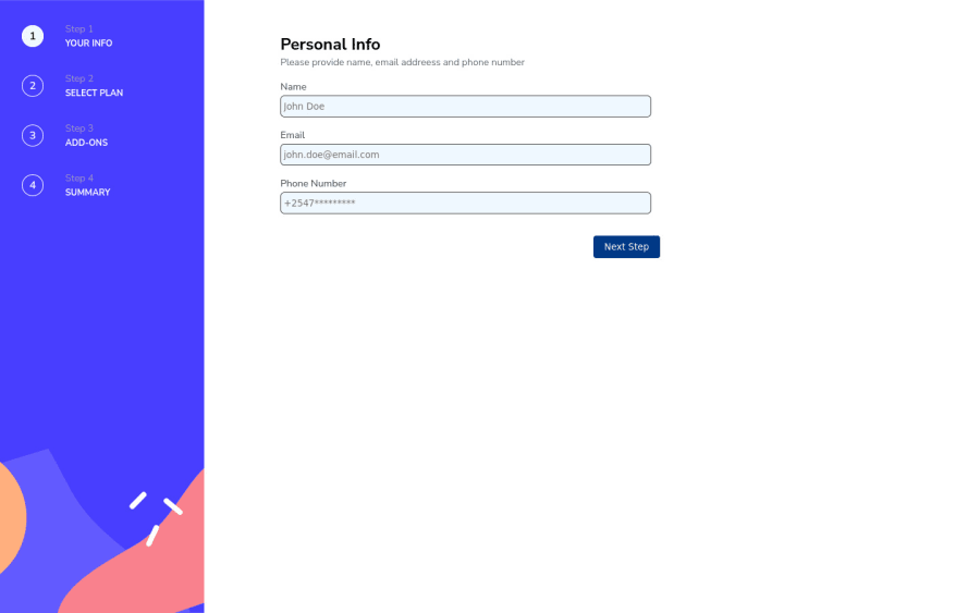 Frontend Mentor Multi Step Form Coding Challenge Solution