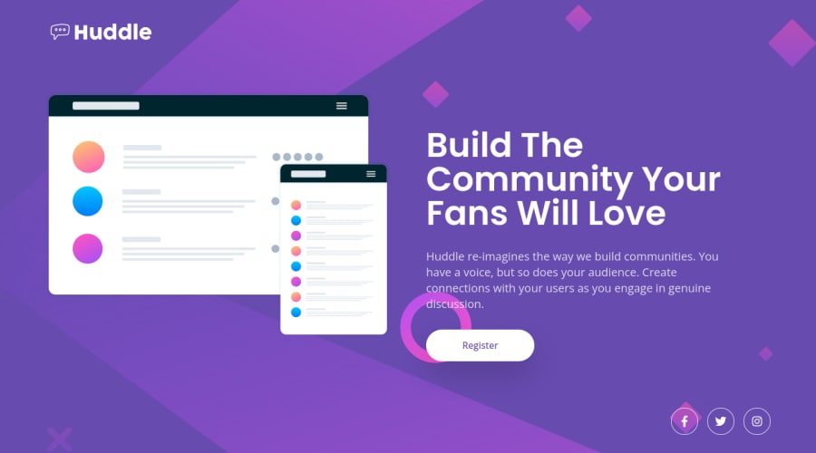 Frontend Mentor Project 3 Huddle Landing Page With Simple Gsap Animations Coding Challenge