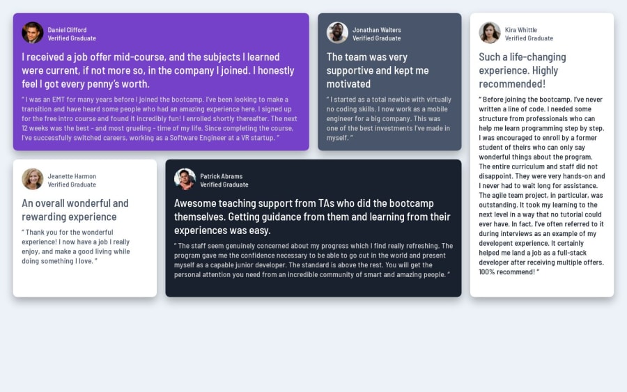 Frontend Mentor React Css Grid Testimonials Coding Challenge Solution
