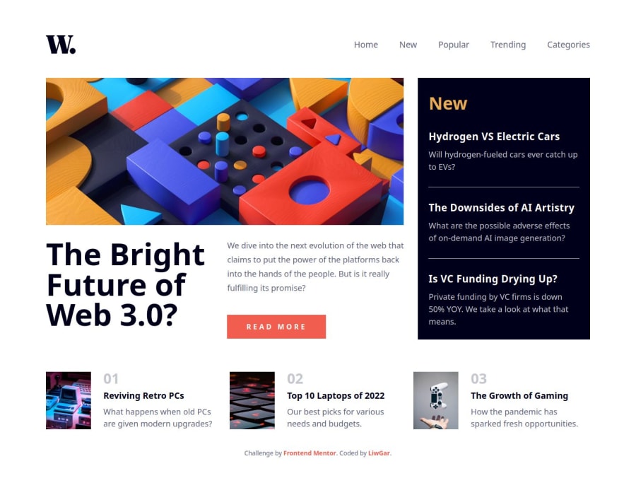 Frontend Mentor News Homepage Using React Js And Tailwindcss Coding