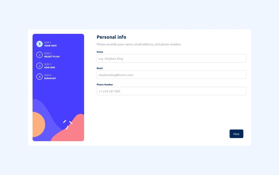 Frontend Mentor Multi Step Form With React And Tailwind Coding