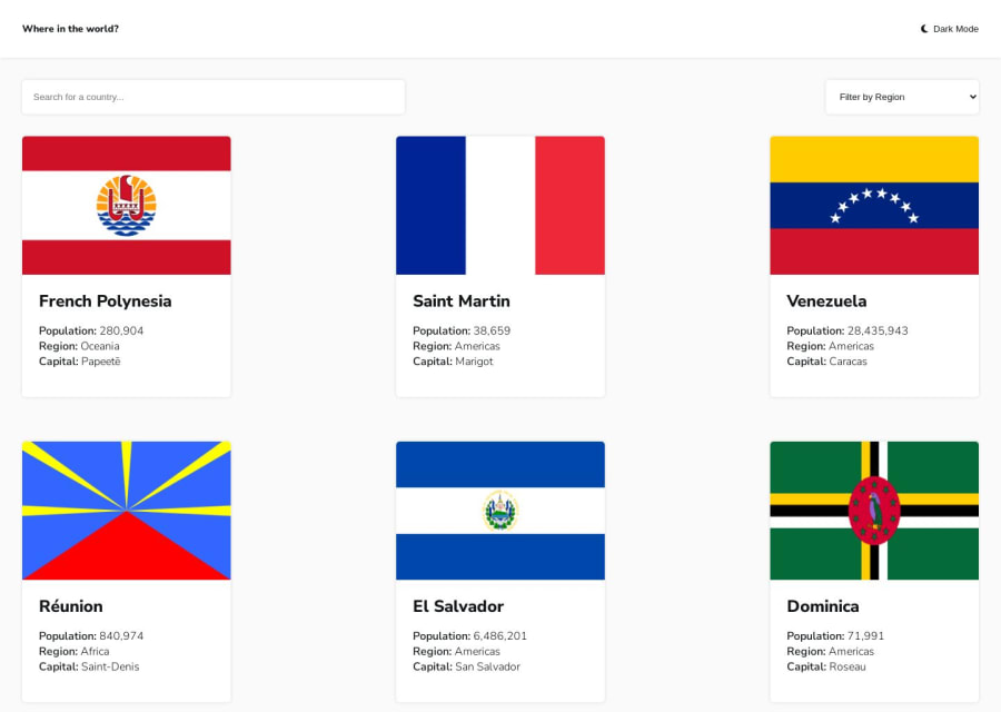 Frontend Mentor Country Finder Coding Challenge Solution