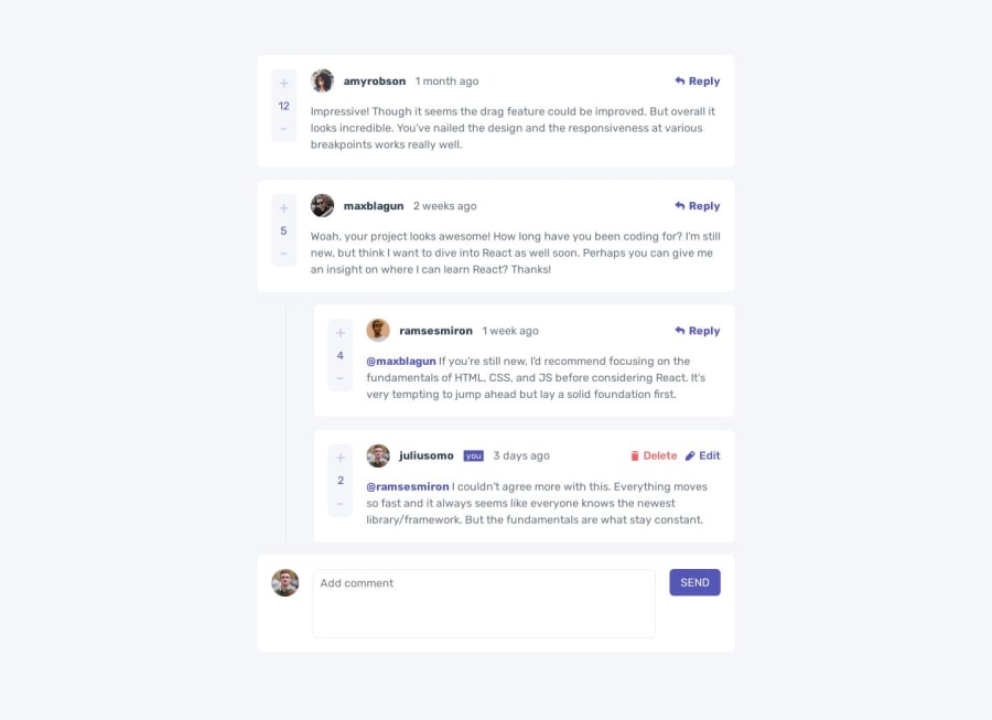 Frontend Mentor First Time Pure Ts Webpack Scss Comments Saved In Local Storage Coding