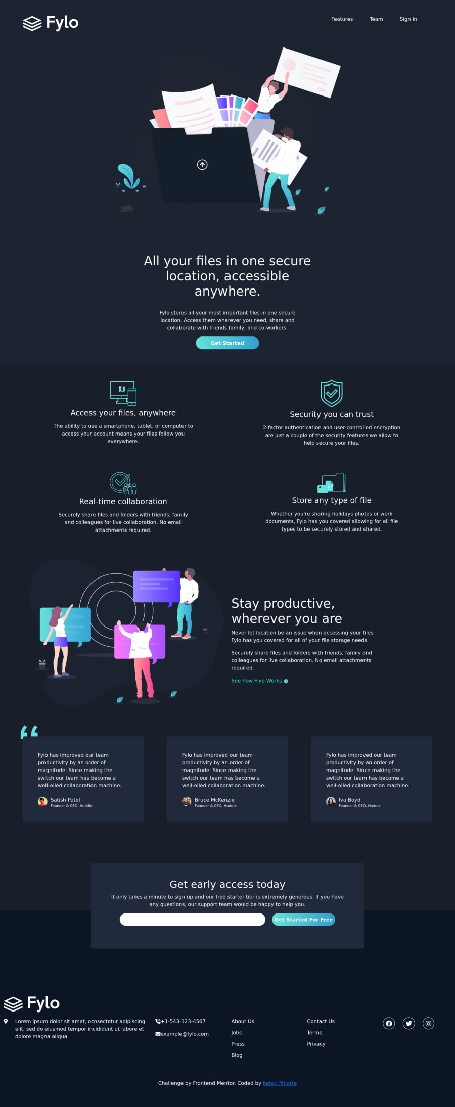 Frontend Mentor Fylo Dark Theme Landing Page Coding Challenge Solution
