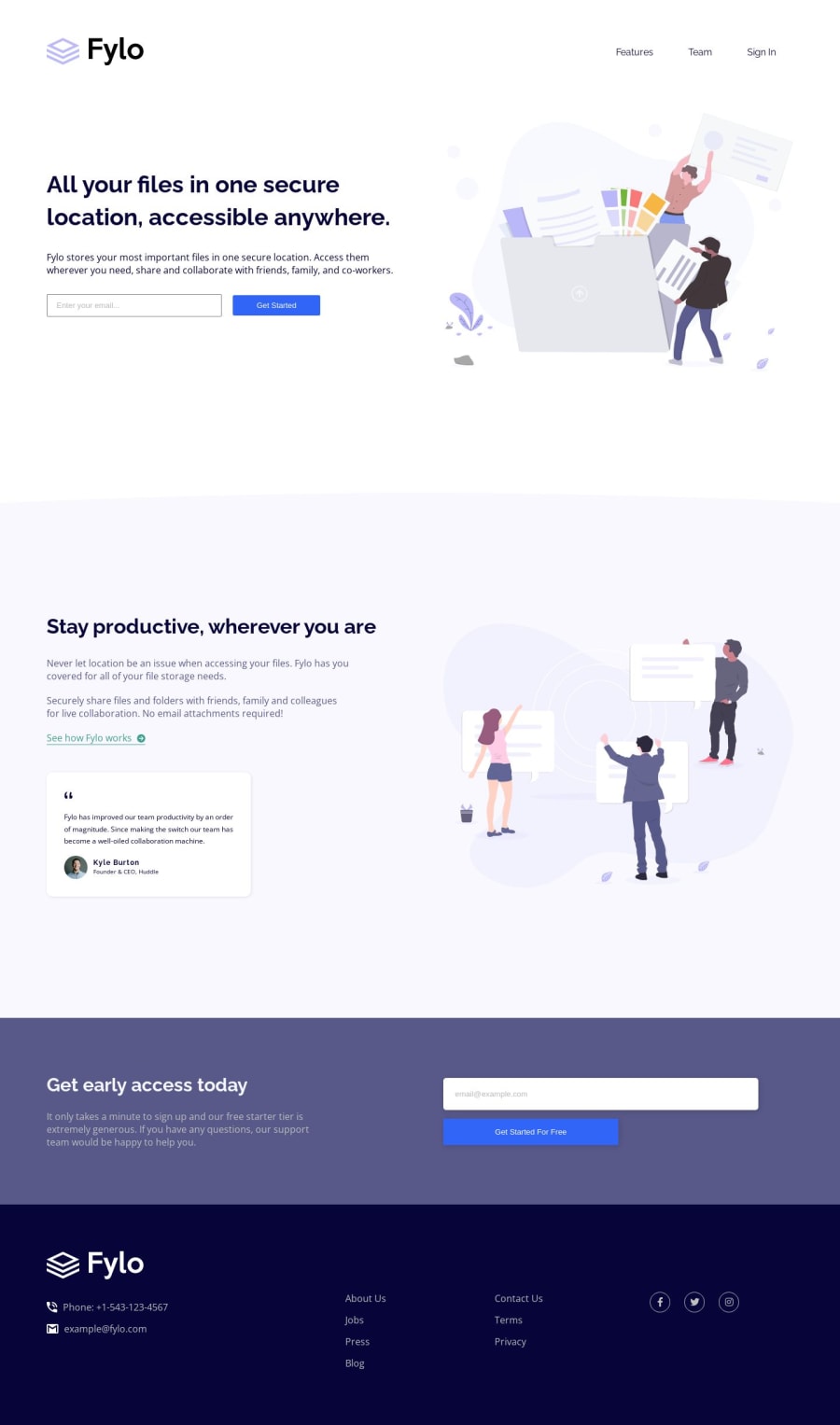 Frontend Mentor Fylo Landing Page Coding Challenge Solution