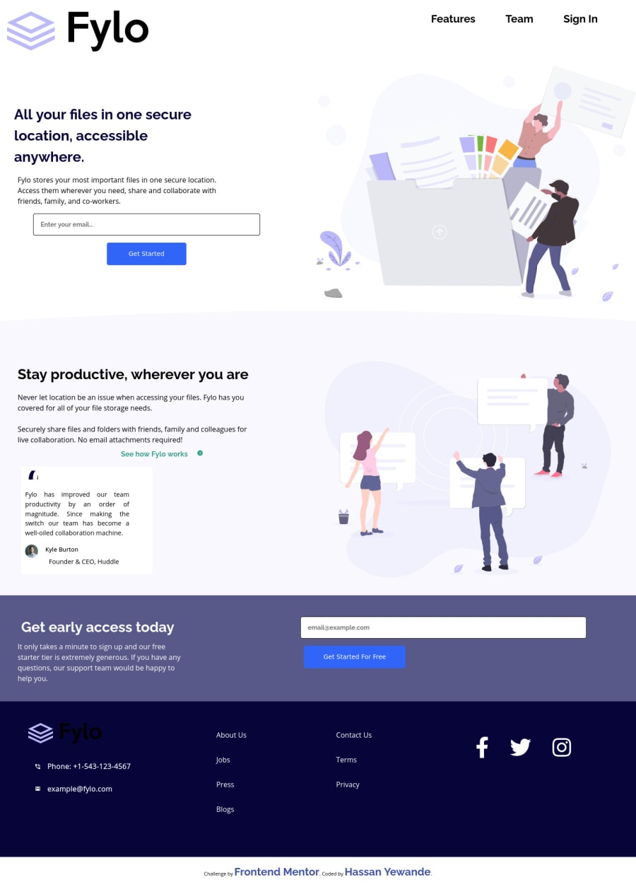 Frontend Mentor Fylo Landing Page With Two Column Layout Using Html And Css Coding Challenge