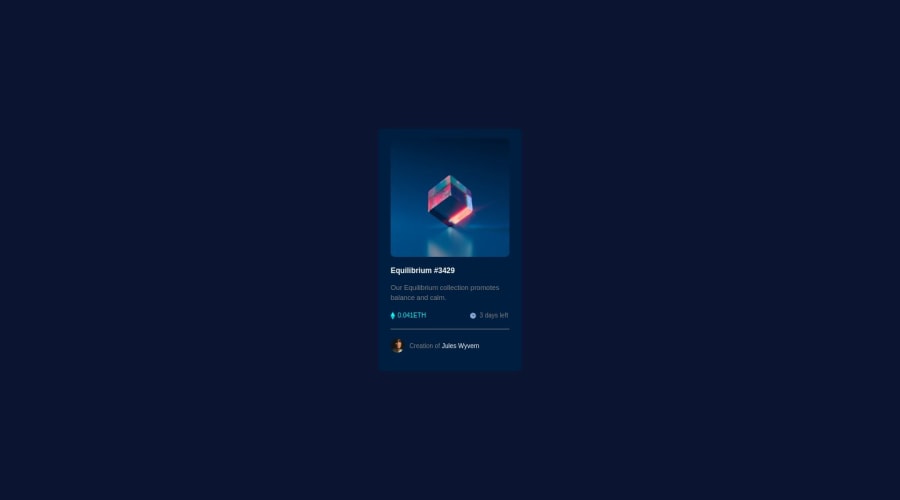Frontend Mentor Nft Preview Card Using Css Coding Challenge Solution