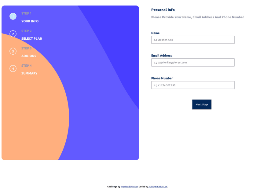 Frontend Mentor Multi Step Form Coding Challenge Solution