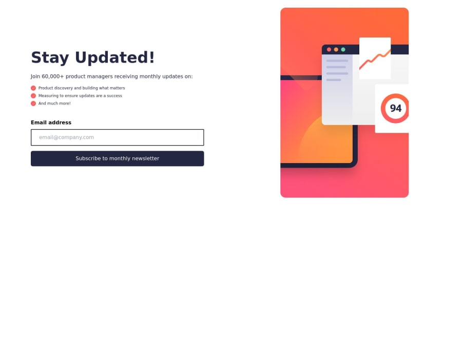 Frontend Mentor Newsletter Sign Up Form With Success Message Using Vue And Tailwind Coding