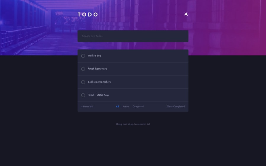 Frontend Mentor Todo App Coding Challenge Solution