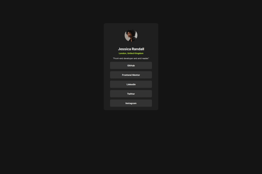 Frontend Mentor Mobile Responsive Social Links Profile Created Using