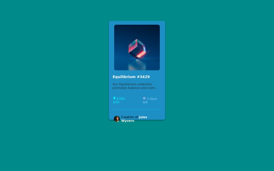Frontend Mentor Nft Preview Card Component Using Html5 And Css Coding