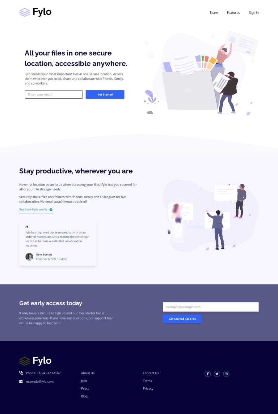 Frontend Mentor Solution For Fylo Landing Page With Two Column Layout Coding Challenge Solution