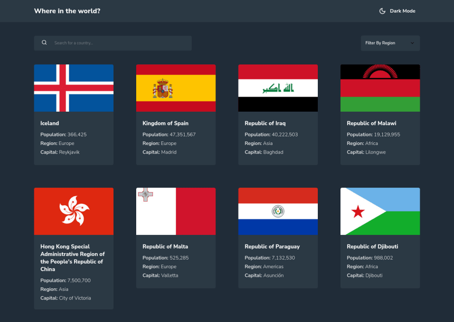 Frontend Mentor Country List Using React Coding Challenge Solution