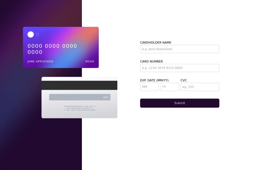 Frontend Mentor Card Form Next Js React Hook Form Tailwindcss