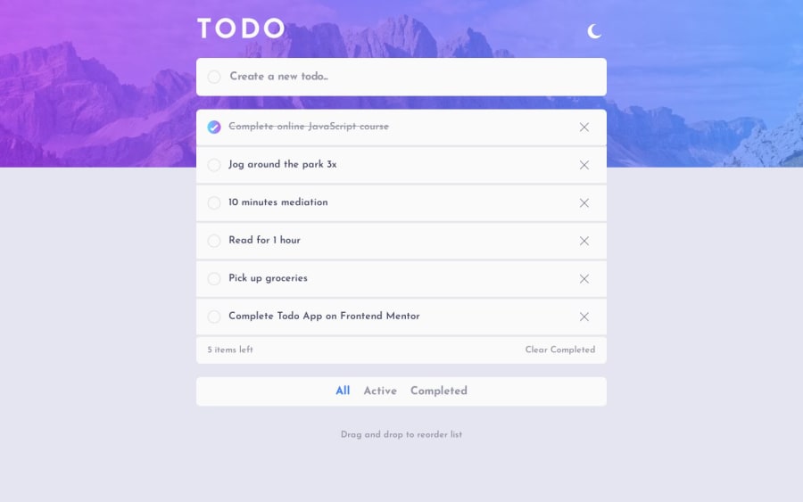 Frontend Mentor Frontend Mentor Todo App Solution Coding Challenge