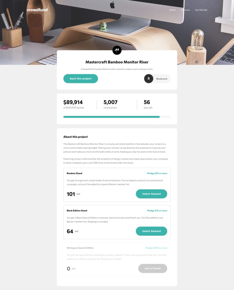 Frontend Mentor Crowdfunding Product Page Html Css Js Coding