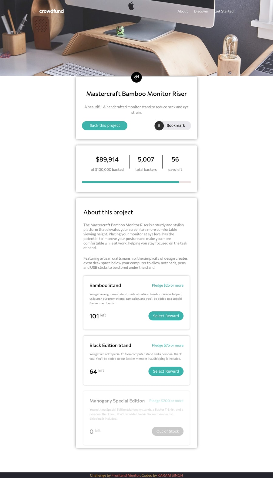 Frontend Mentor Crowdfunding Product Page Coding Challenge Solution