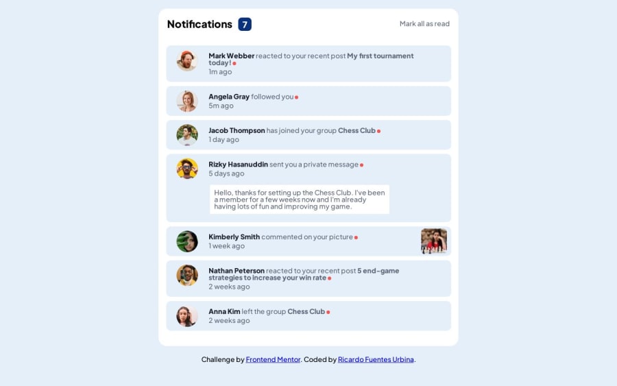 Frontend Mentor Notifications Page With React Html Sass Coding Challenge Solution
