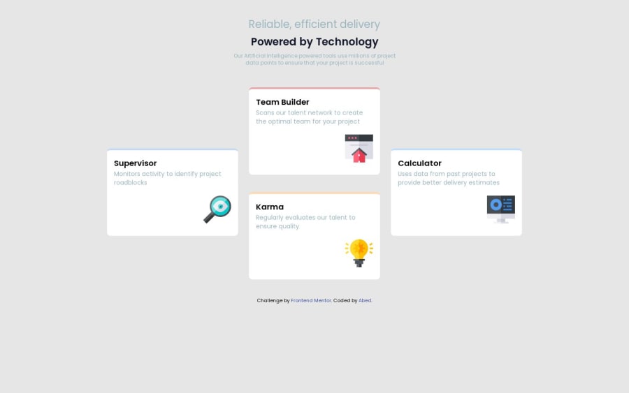 Frontend Mentor Four Card Section Using Tailwind Coding Challenge