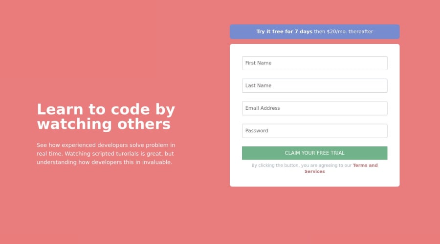 Frontend Mentor Signup Form With Introduction In React Coding