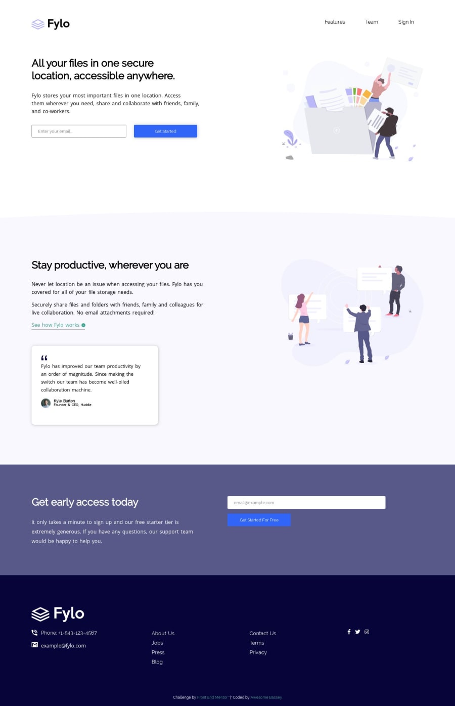 Frontend Mentor Fylo Landing Page With Two Column Layout Coding