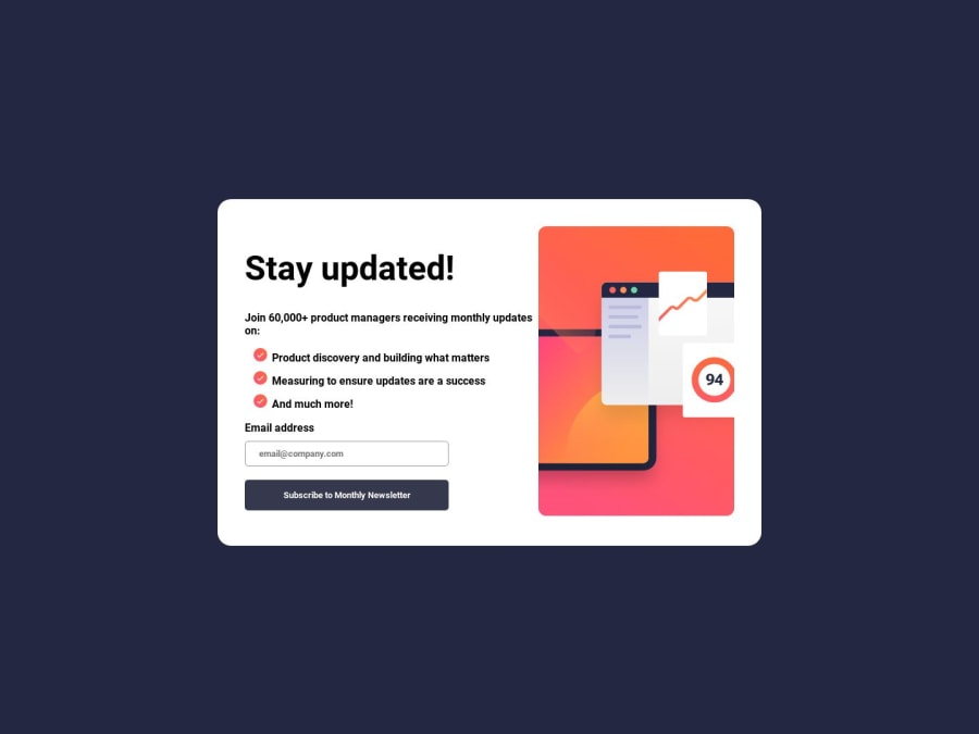 Frontend Mentor Newspaper Sign Up With Success Message Using Html Css And Javascript Coding