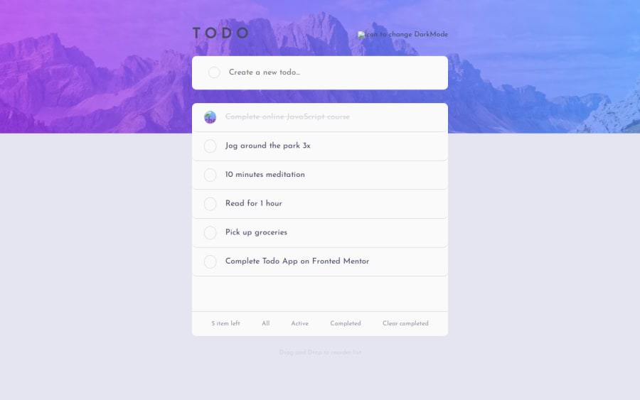 Frontend Mentor To Do In React Coding Challenge Solution