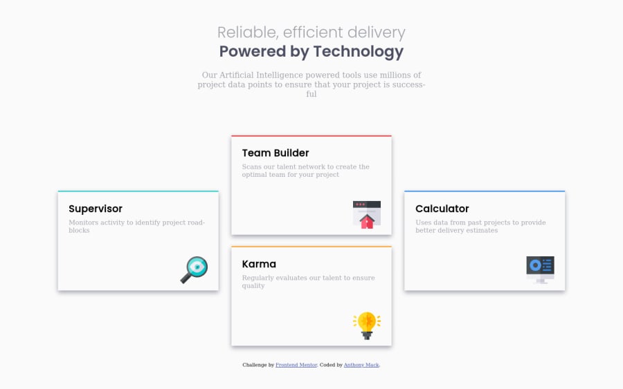 Frontend Mentor Four Card Feature Built Using Html5 Css3 With A Css Grid Layout Coding 6292