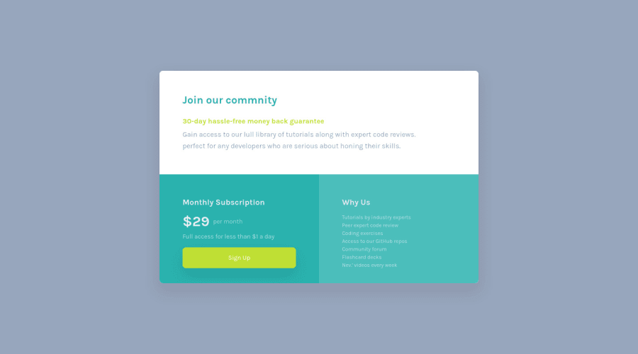 Frontend Mentor Single Price Component Using Css Grid And Reactjs Coding Challenge Solution
