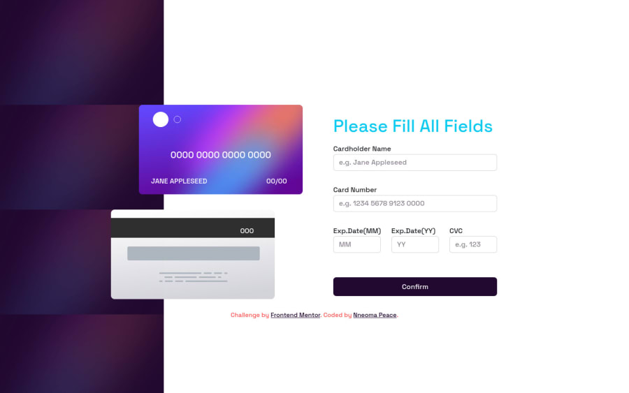 Frontend Mentor Responsive Credit Card From Html5css3 Bootstrap And Javascript Coding