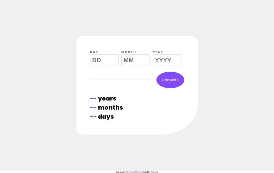 Frontend Mentor Simple Age Calculator Using Html Css Javascript