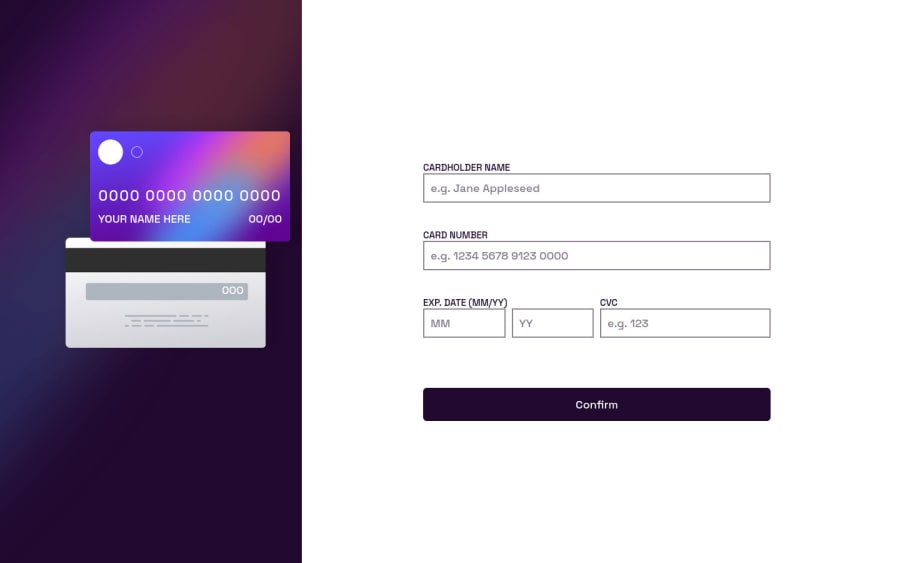 Frontend Mentor Interactive Card Details Form Coding Challenge Solution